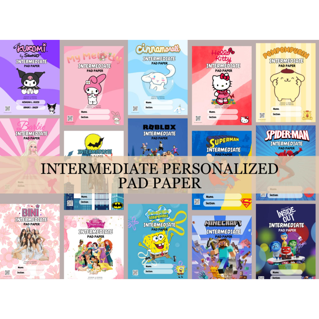 PERSONALIZED INTERMEDIATE PAD PAPERS (60 LEAVES PER PAD, MADE OF ...