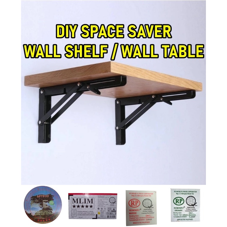 Space Saver DIY Plyboard Folding Wall Shelf Folding Wall Table w Heavy ...