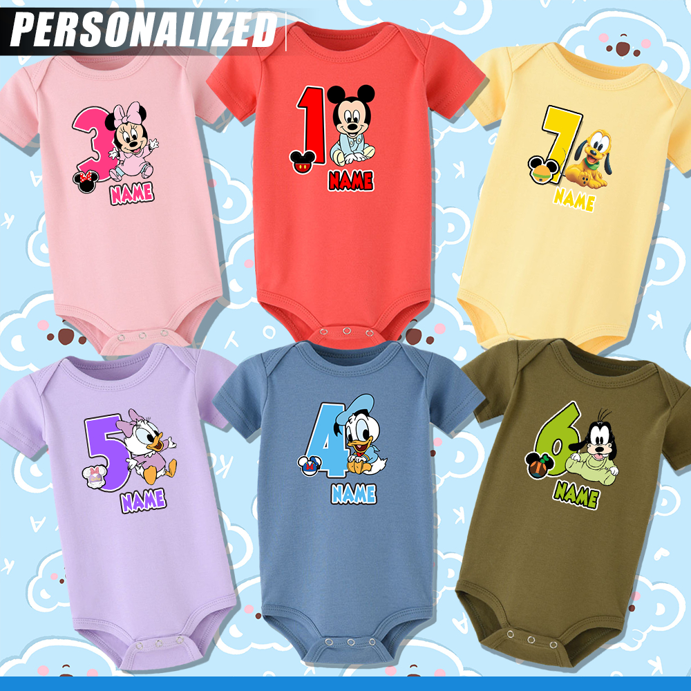Transfer it Famous disney character Onesie Design Editable name & age ...
