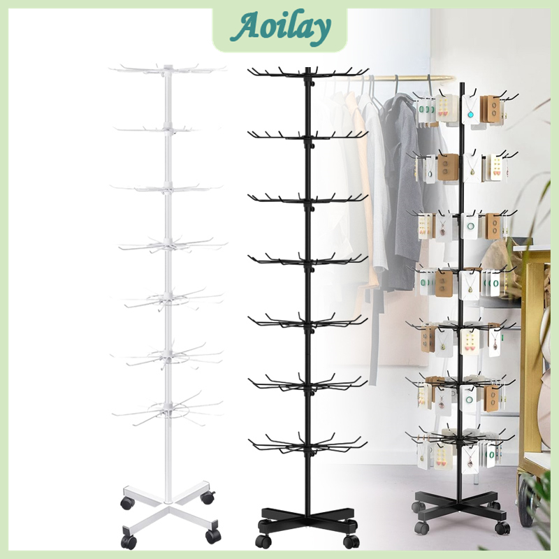 7 Layer Rotating Display Rack Adjustable Retail Hanging Floor Stand ...