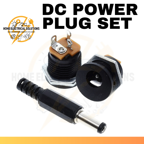 DC POWER PLUG SET 5.5MM X 2.5MM Round DC Socket Panel Mounting Power ...