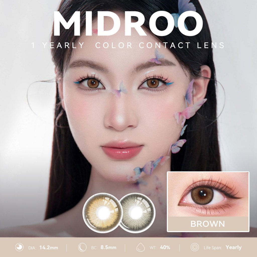 Midroo 1Pair Vanilla Soft Brown Eye Contact Lens Grade 0.00 with dia 14 ...