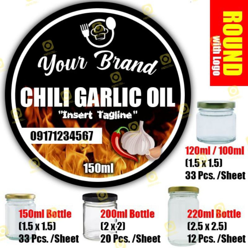 CHILI GARLIC OIL Sticker Label (CUSTOMIZABLE | Ready-Made | Glossy ...