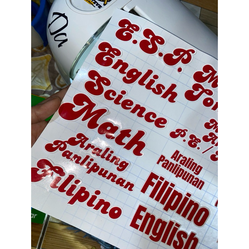 10 PCS SUBJECT IN SCHOOL STICKER AND NAMETAG FOR NOTEBOOK, BOOKS ...