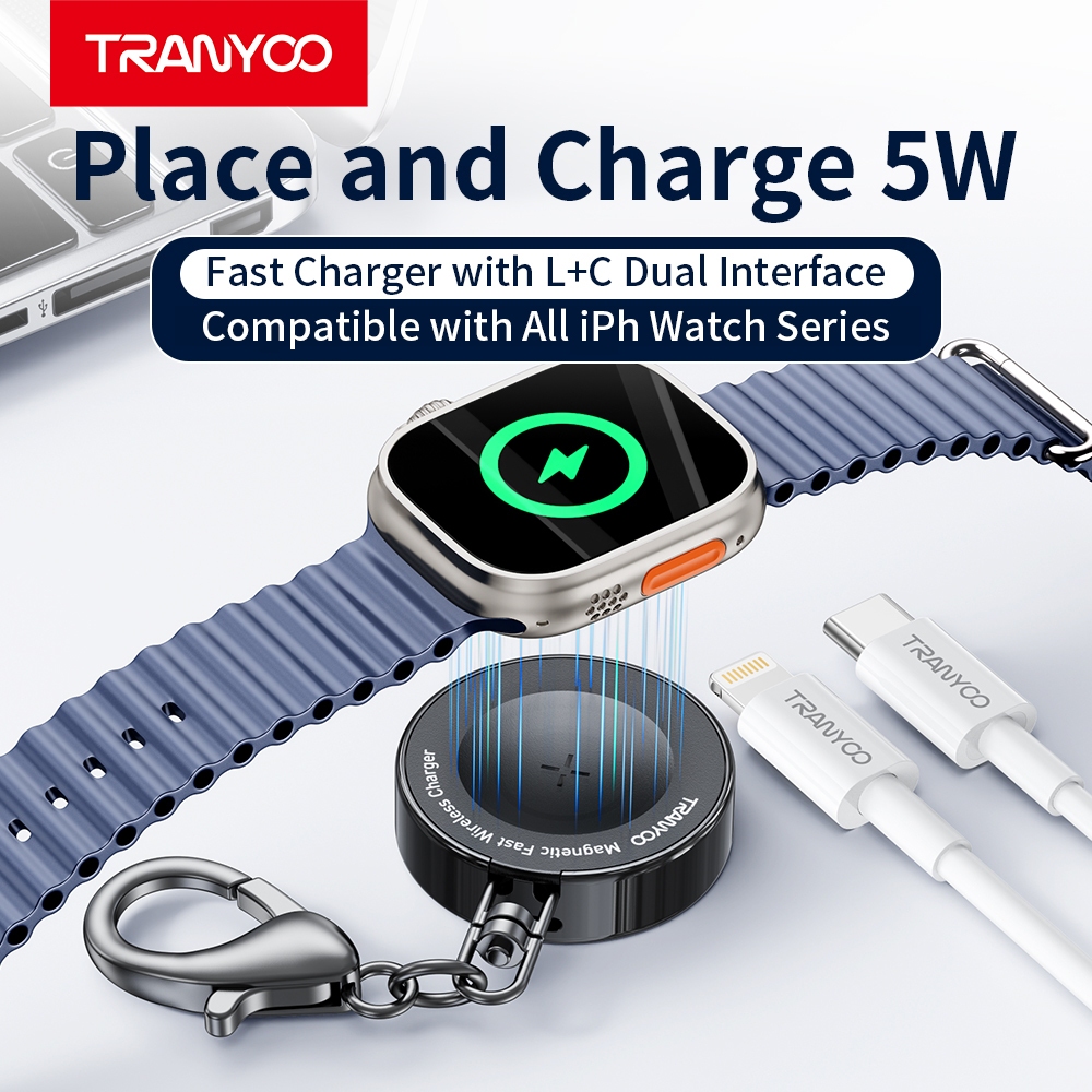 Tranyoo WF1 5W iWatch Wireless Magnetic Charger Fast Charging Type-C ...