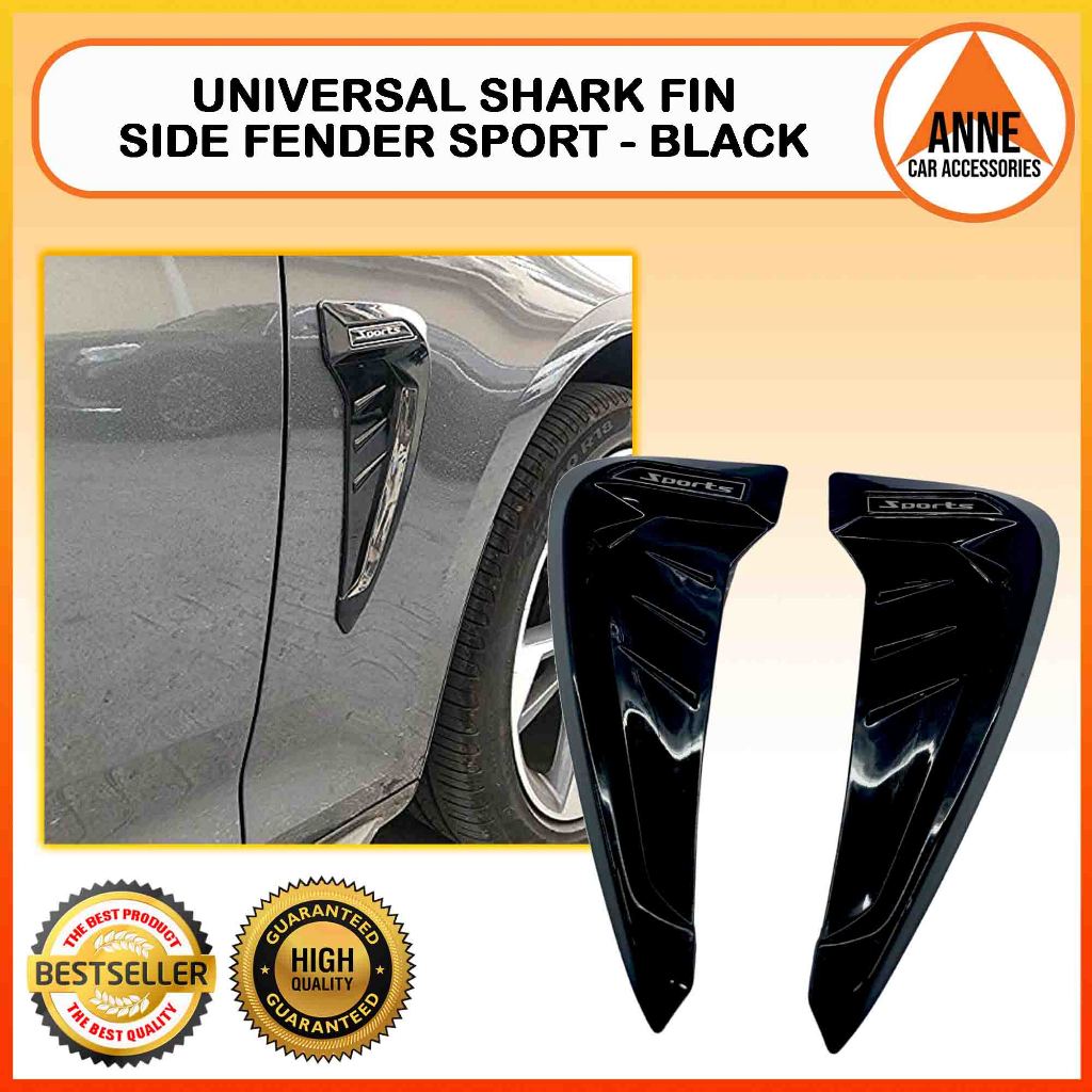Universal Black Carbon Fiber Look Shark Gills Car Body Side Fender Vent ...