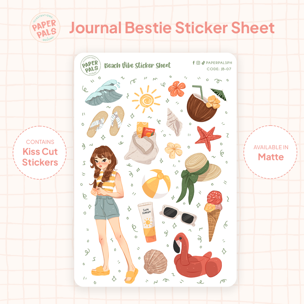 Beach Vibe Stickers, Summer Stickers, Cute Girl Stickers, Planner ...