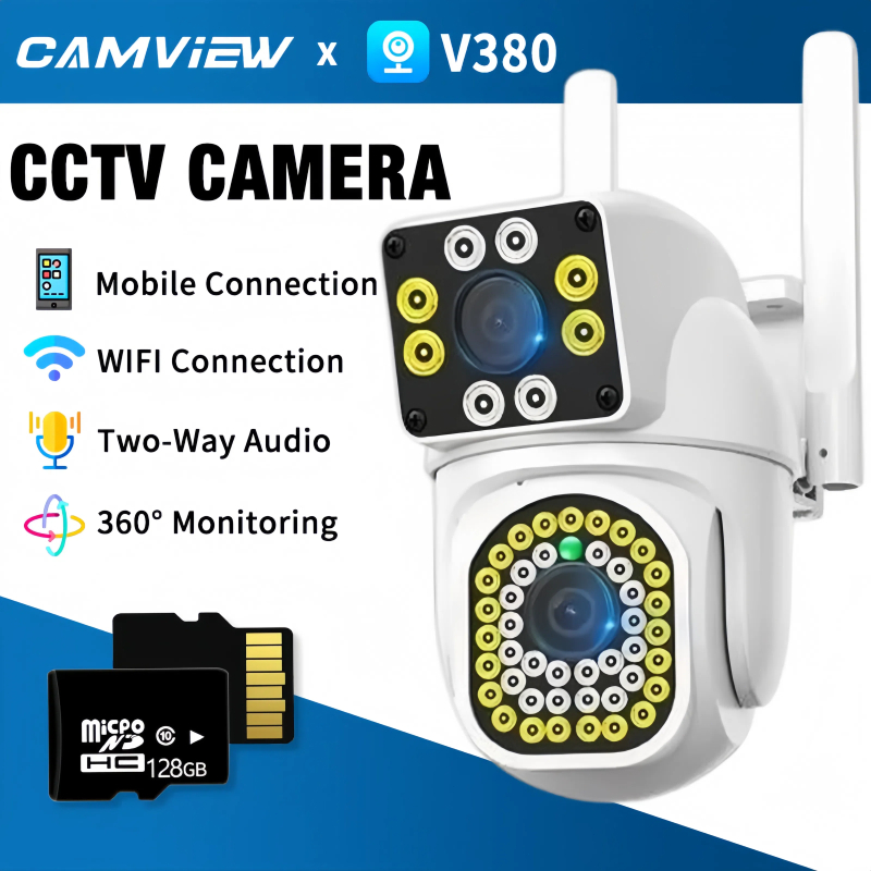 CAMVIEW CCTV V380 Dual Lens Outdoor Camera WIFI Waterproof Full Color Night Vision Security ...