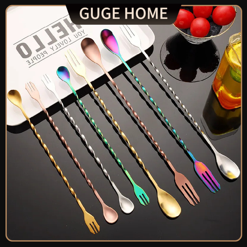 Double Headed Stainless Steel Long Handle Stirrer Spoon For Coffee ...