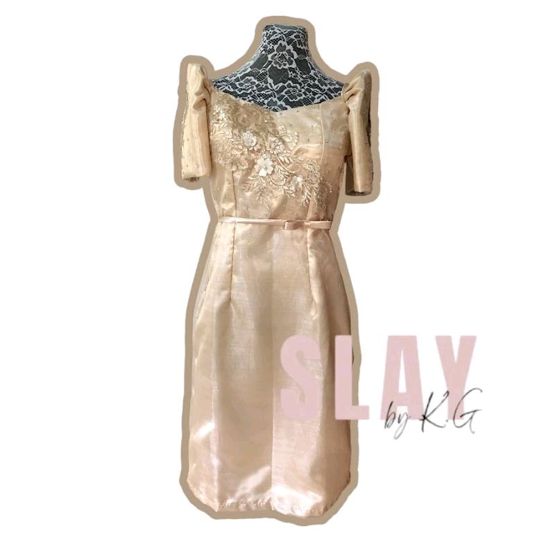 Modern Filipiniana Dress Mestisa (midi dress pinya & black) | Shopee ...