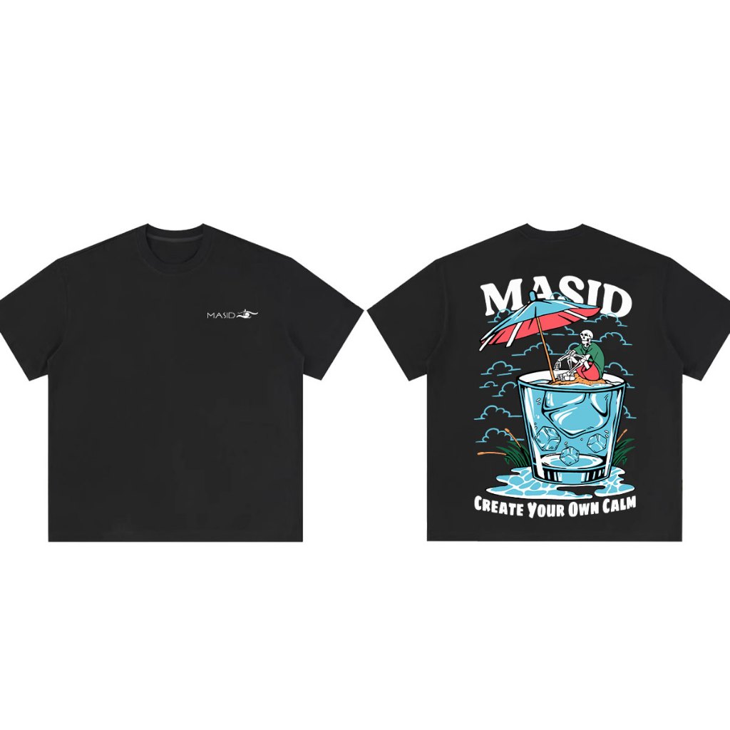 MASID Series - Hawaii - Unisex Cotton Shirt Black and White Casual Crew ...