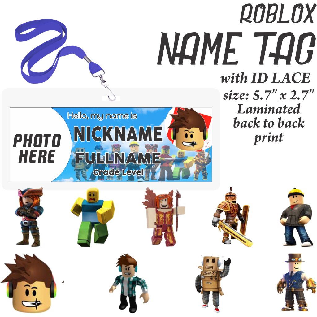 ROBLOX Personalized Back-to-Back Laminated Name Tag with ID Lace ...