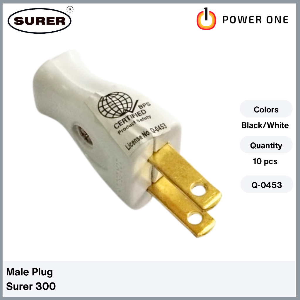 Surer 300 Male Plug (Black/White) [Set of 10pcs] (300 Series) | Shopee ...