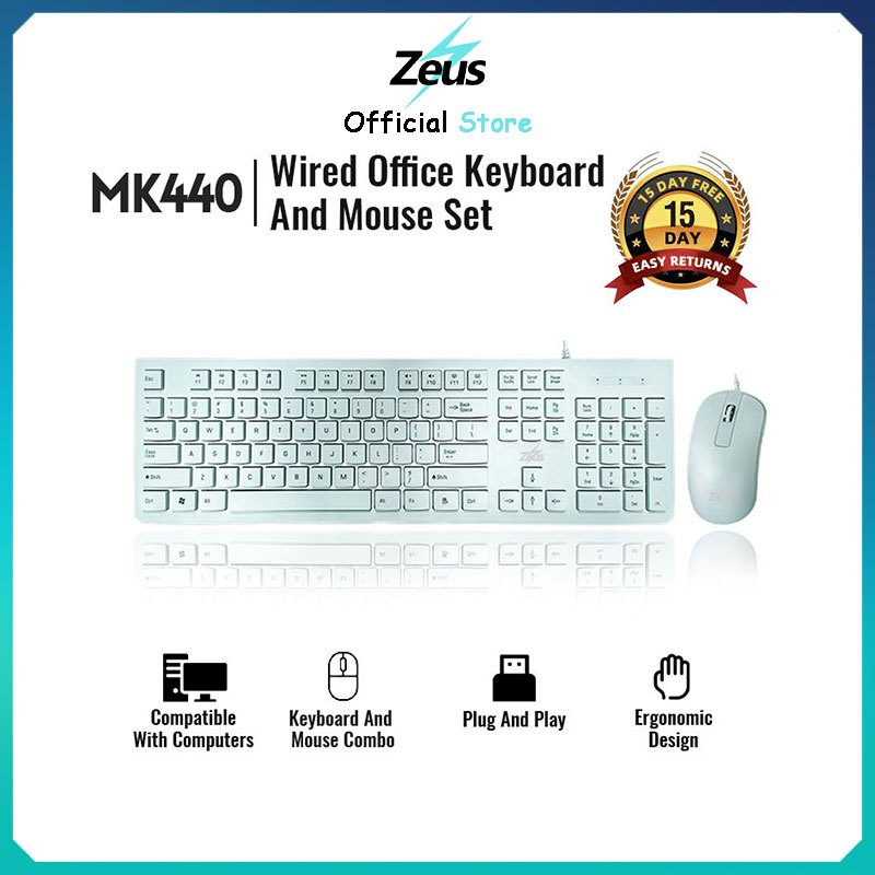 Zeus® MK440 ( Purity ) Wired Keyboard n Mouse Bundle For Office ...