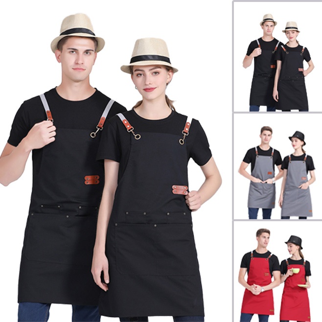 Fashion coffee shop oil-proof apron work clothes full-body canvas apron ...