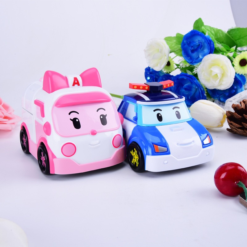 Pink Robot Car Police Deformation Transformer Car Toys Cartoon Robot ...