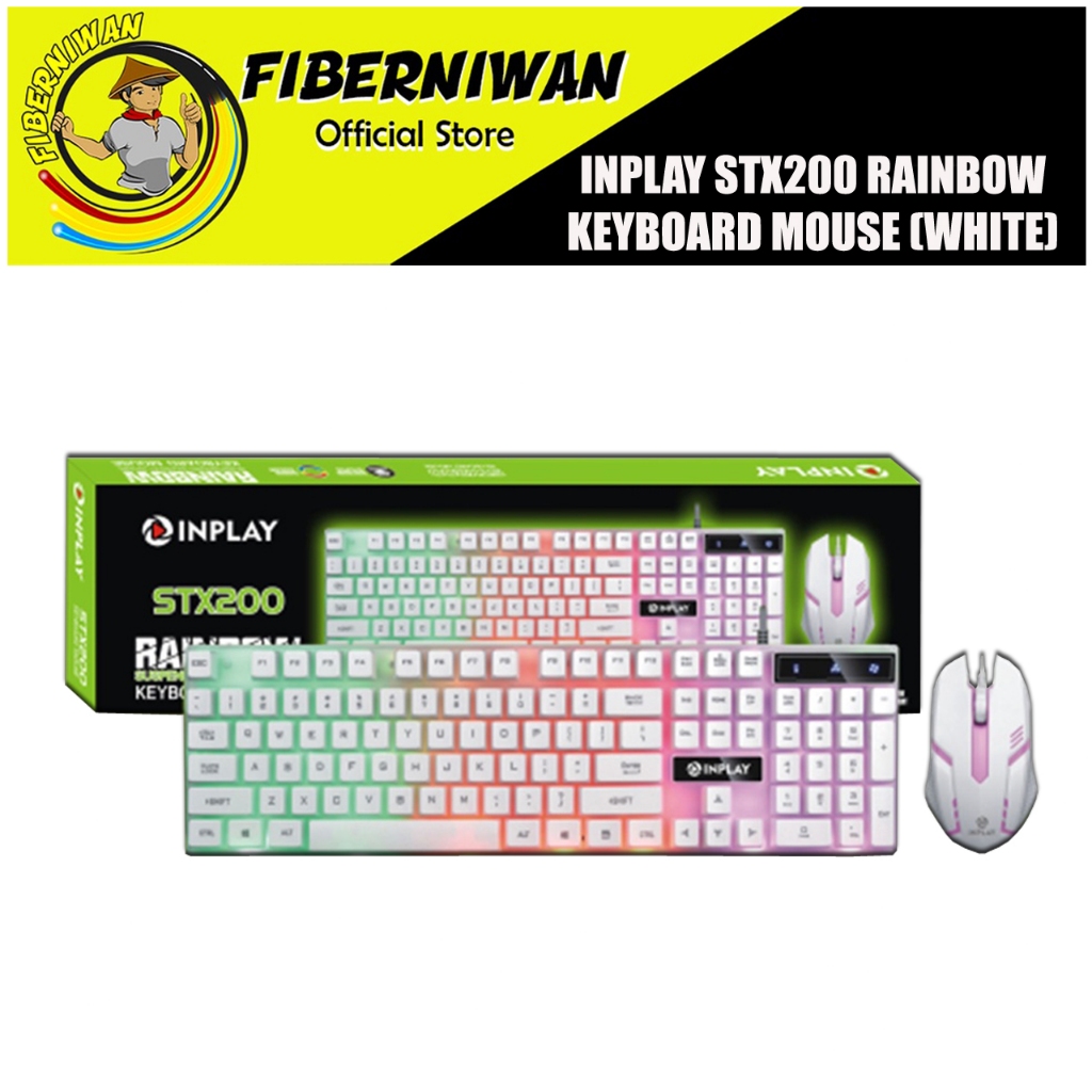 Inplay Stx200 2 In 1 Set Keyboard Rainbow Rgb Suspended Backlit Gaming ...