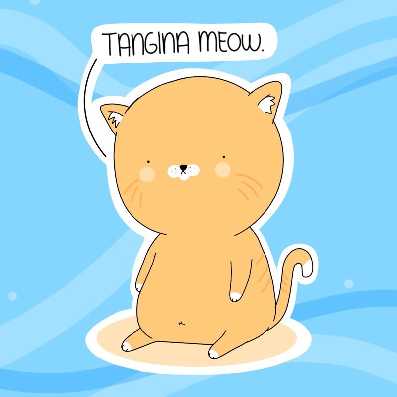 SSKAIT Pusa Waterproof funny cat mood die cut sticker - T*ngina meow ...