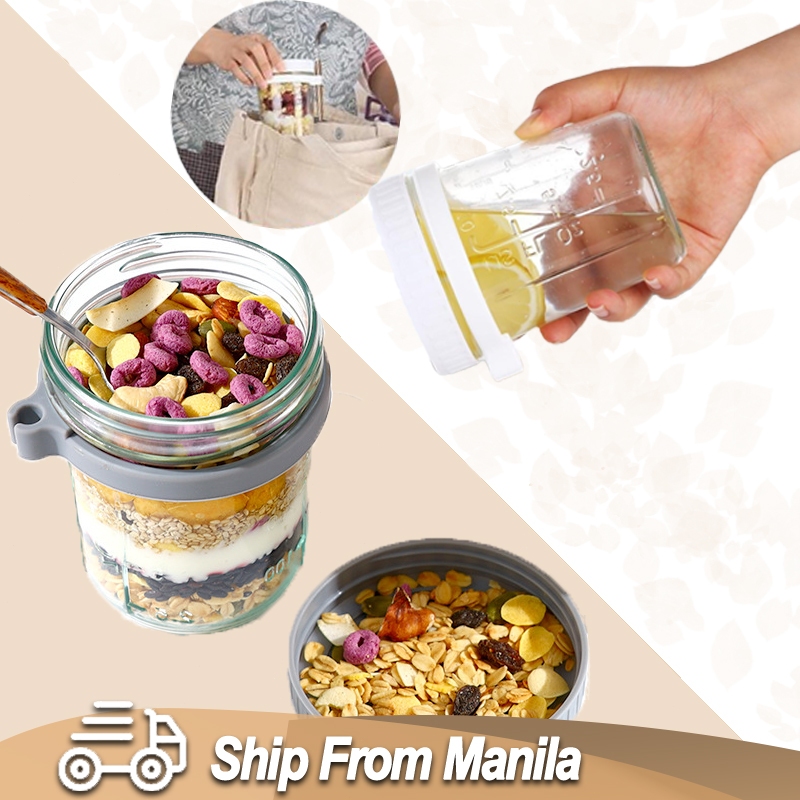 oatmeal container overnight oats cup with spoon and airtight reusable ...