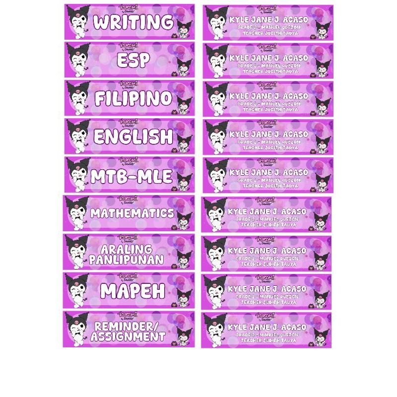 CUSTOMIZED STICKER LABELS/SUBJECT LABELS/NOTEBOOK LABELS | Shopee ...