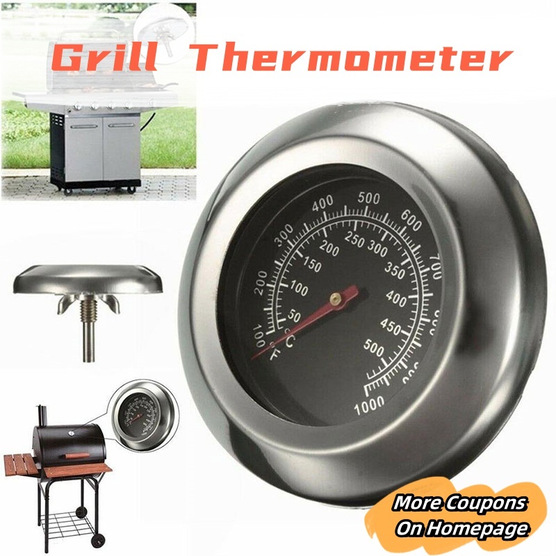 Grill Thermometer BBQ Oven Temperature Gauge Stainless Steel Bimetal ...