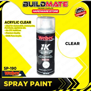 BUILDMATE WEBER 400ML Auto Spray Paint SP-190 ACRYLIC CLEAR Auto Quick ...