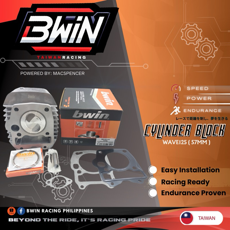 BWIN CYLINDER BLOCK FOR WAVE 125 ( 57MM ) | Shopee Philippines