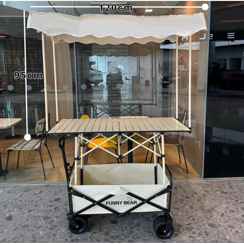 Stall Cart with Roof Foldable Shopping Outdoor Camping Small Pull Cart ...