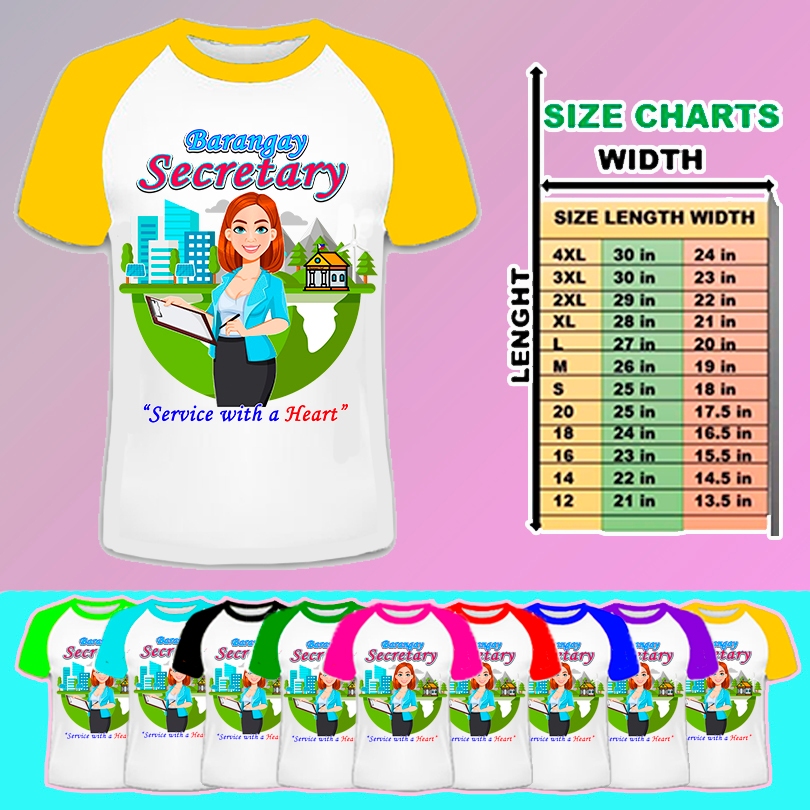 BARANGAY SECRETARY T-SHIRT - SUBLIMATION PRINT - ASSORTED SLEEVE COLOR ...