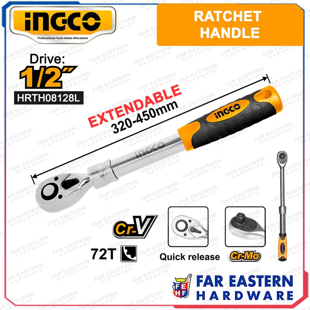 INGCO Ratchet Handle for Socket Wrench 1/2" Drive INHT | Shopee Philippines