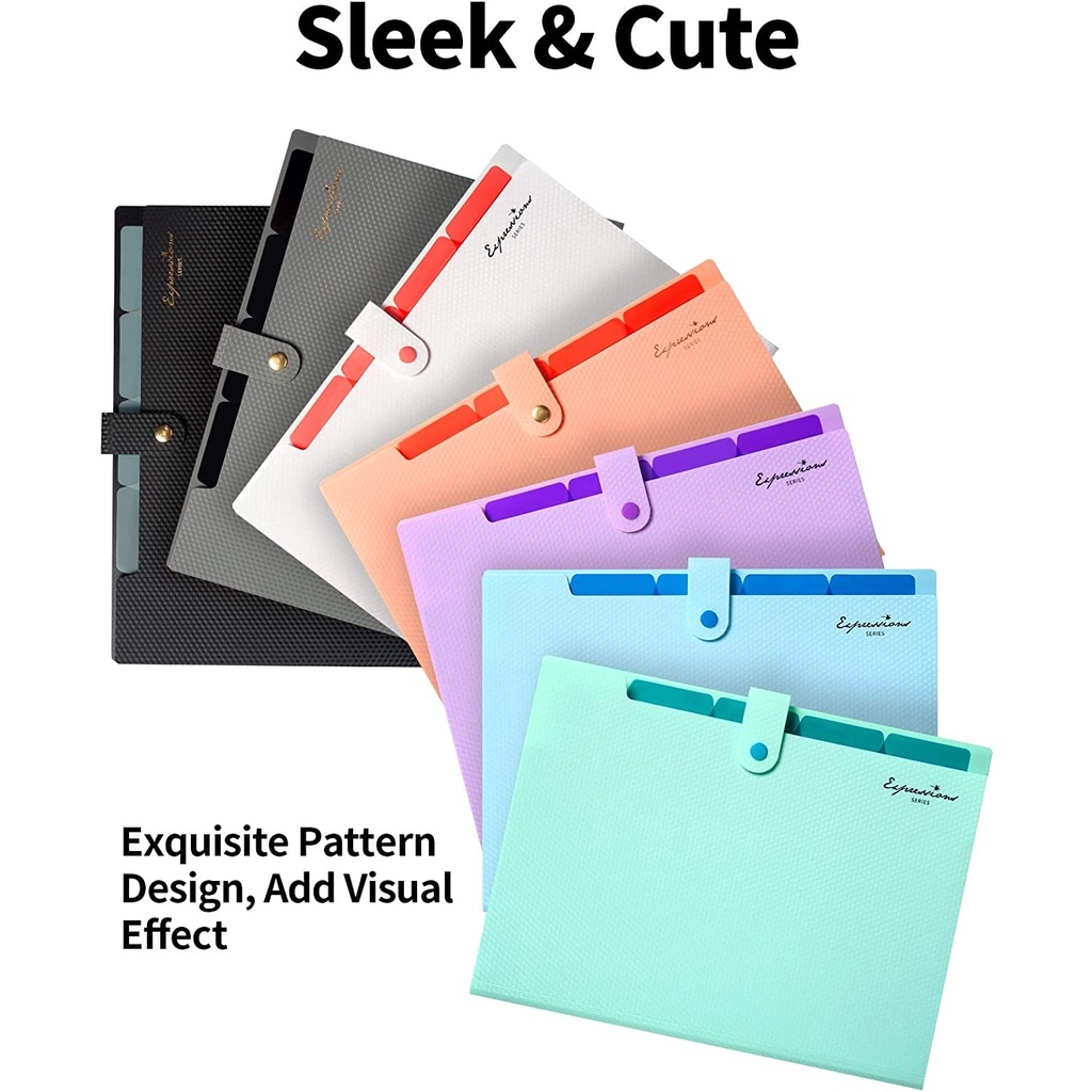 5 Pocket Folder with Labels File Organizer Plastic Envelope Multilayer ...