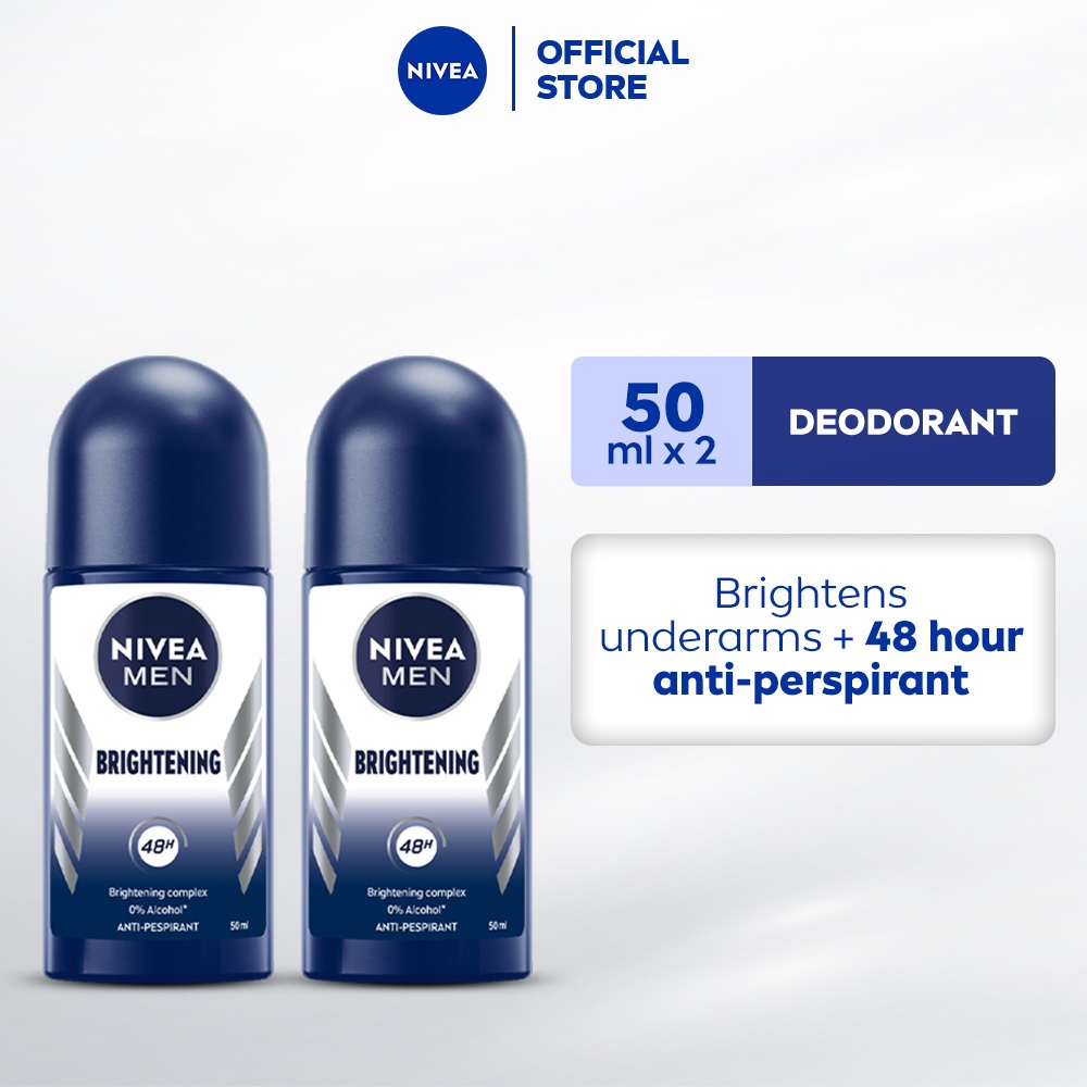 PACK OF 2 NIVEA Men Deodorant Brightening Roll On for Underarm, 50ml ...