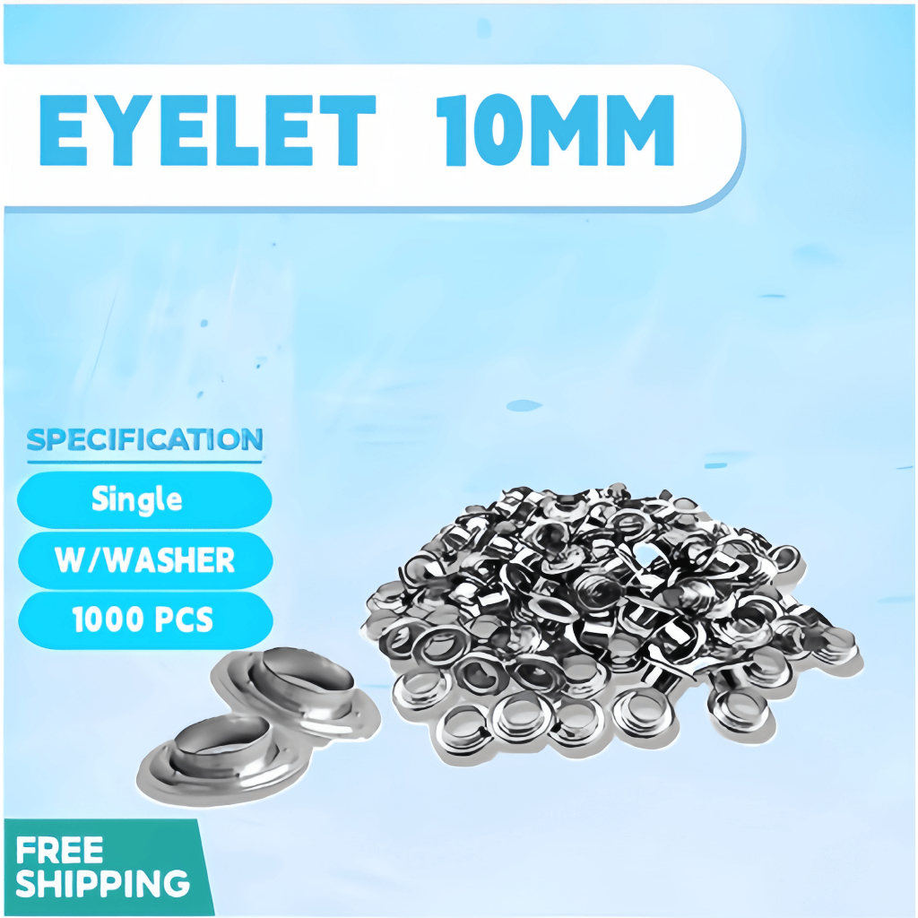 EYELET 10MM / 12mm SINGLE and W/WASHER 1000PCS PER PACK FOR TARPAULIN ...