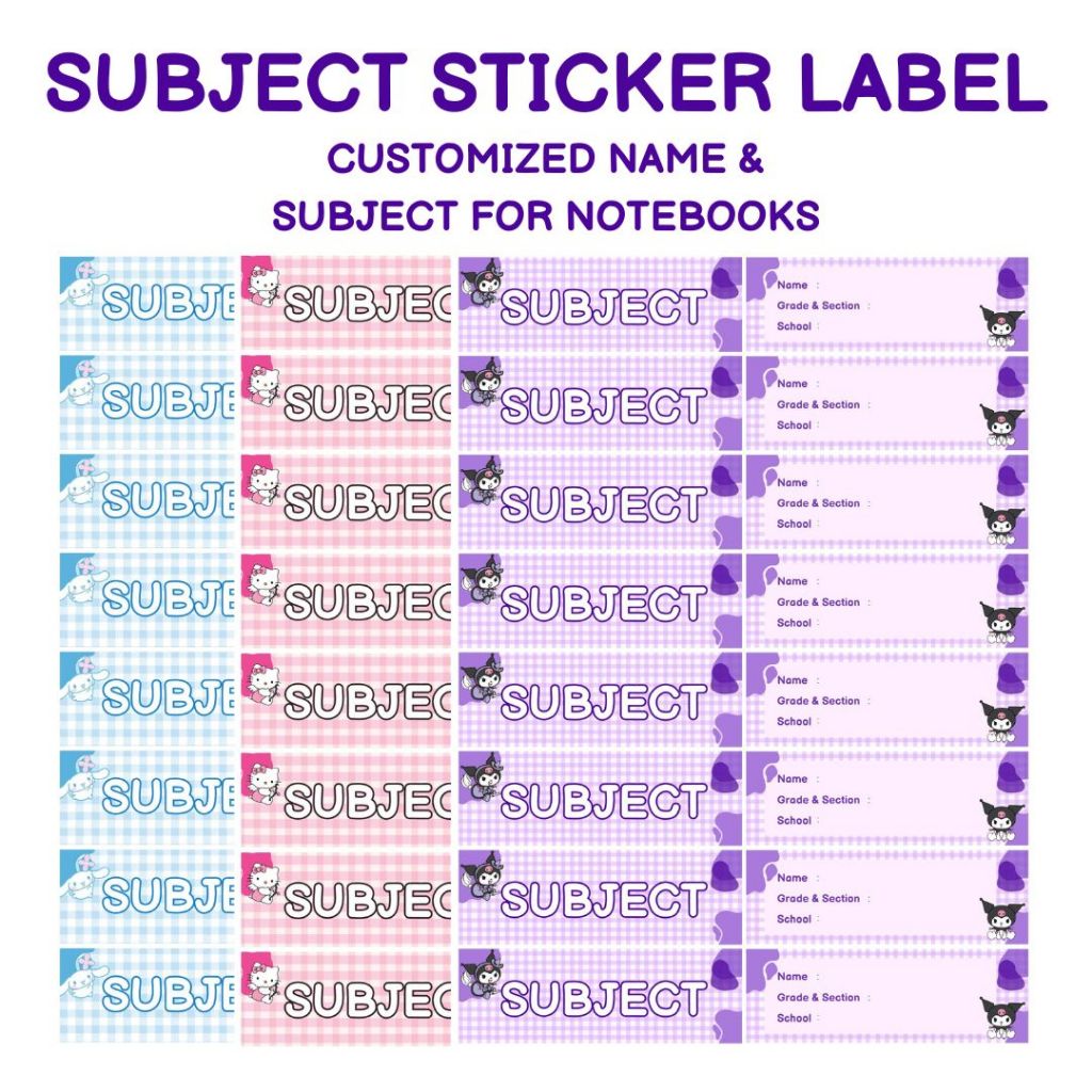 Customized Subject Stickers | Name Label Stickers for notebooks ...