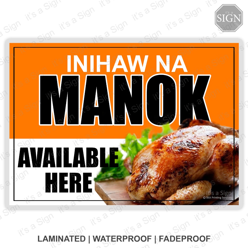 Lechon Manok Chicken Inihaw Store Sign - Laminated Signage - A4/A3 Size ...