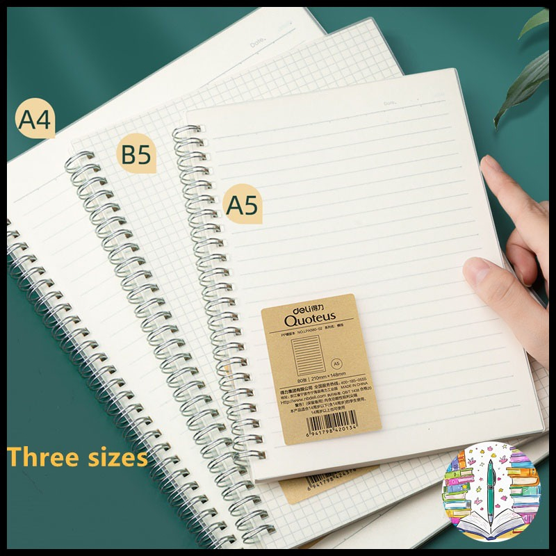 Flip Notebook Steno Notebook A6/A5/B5/A4 Binder Spiral Coil Notebook 160 Pages School Supplies ...