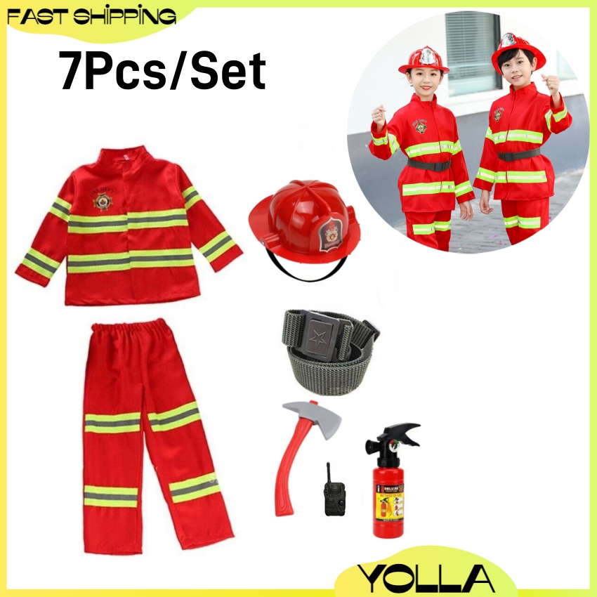 Fireman Costume For Kids Fireman Cosplay Firefighter Costume Role Play ...