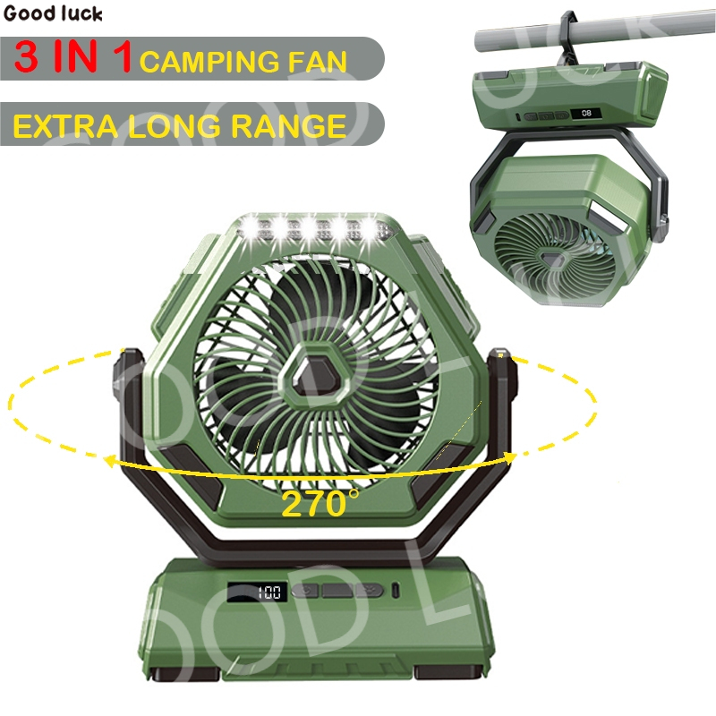 3 in 1 Portable Fan Rechargeable Desk Fan LED Light Camping Fan Mini ...
