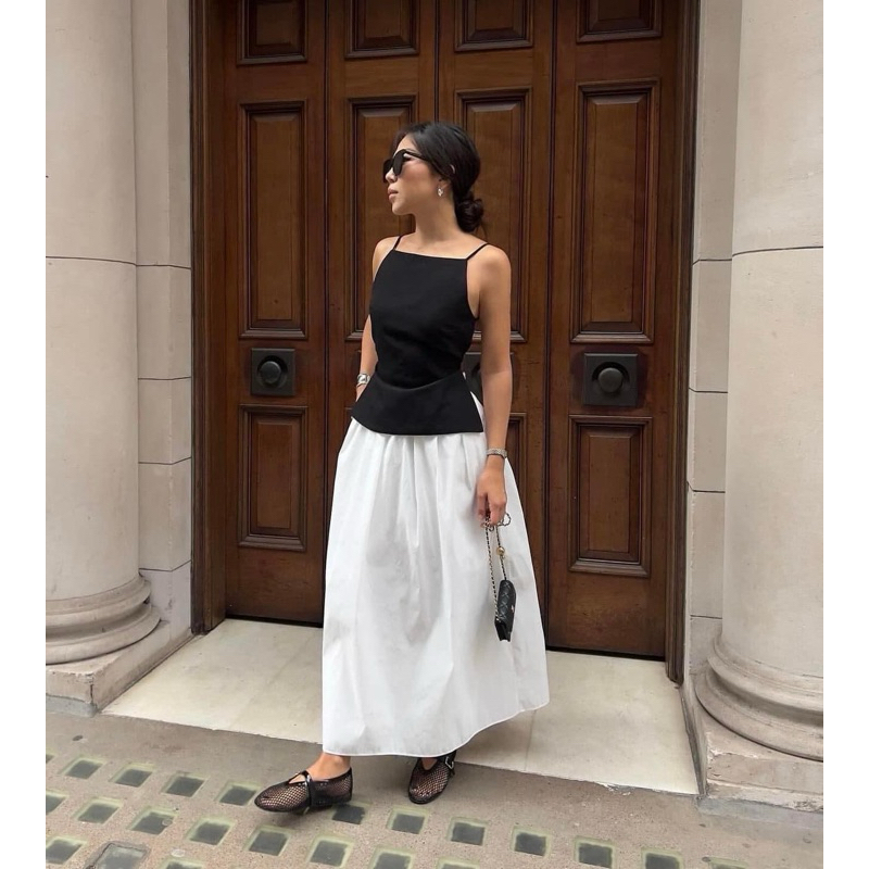 Diya Long Skirt Poplin Plain Garter Back Waistline W/ Pocket | Shopee ...