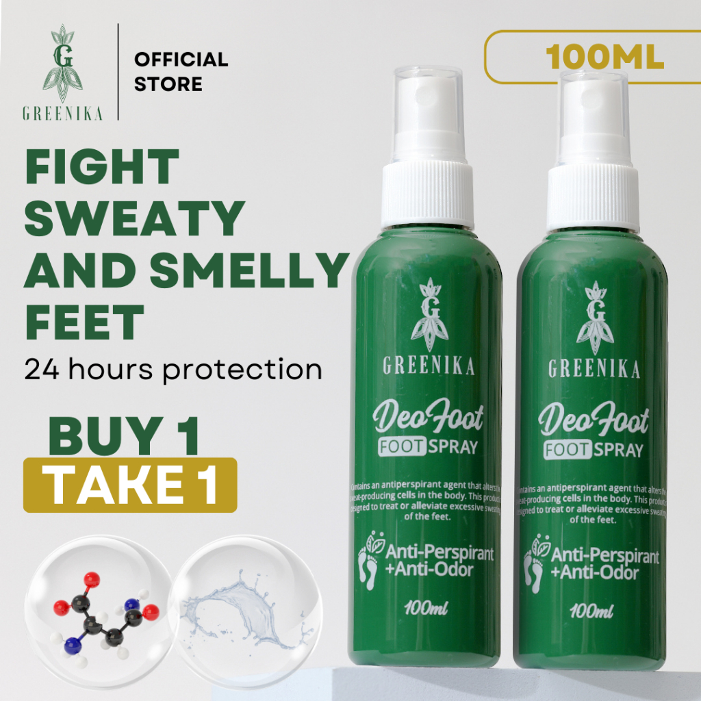 Buy 1 Take 1 [ 24 Hour Anti Odor ] 100ml Greenika Deofoot Scented Foot