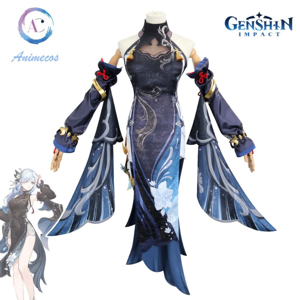 Genshin Impact Shenhe Cosplay Costume Lantern Rite Outfit Full Set ...