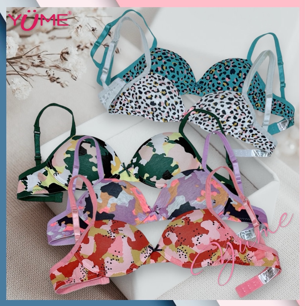 YUME TEENS BEGINNERS BRA CUTE PRINT THIN PAD NON WIRE COTTON BRA 9 ...