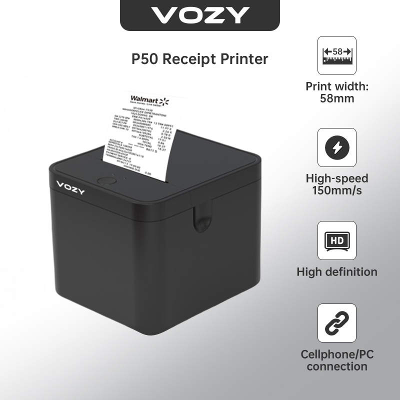 VOZY P50 58mm Receipt Printer Bluetooth+USB Portable Thermal Printer ...