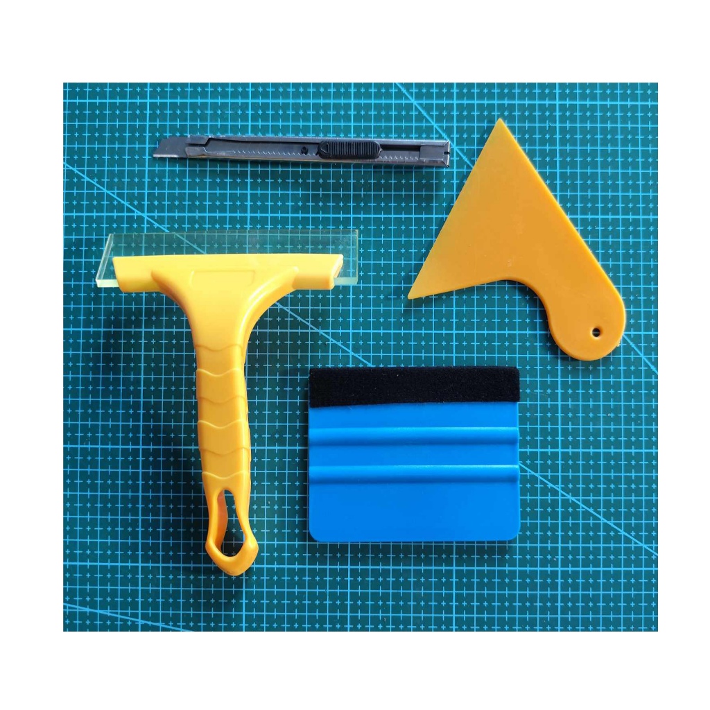 TC TINT TOOL SET 4PCS DIY-STARTER KIT CUTTER-SQUEEGEE-FLANNEL-RUBBER ...