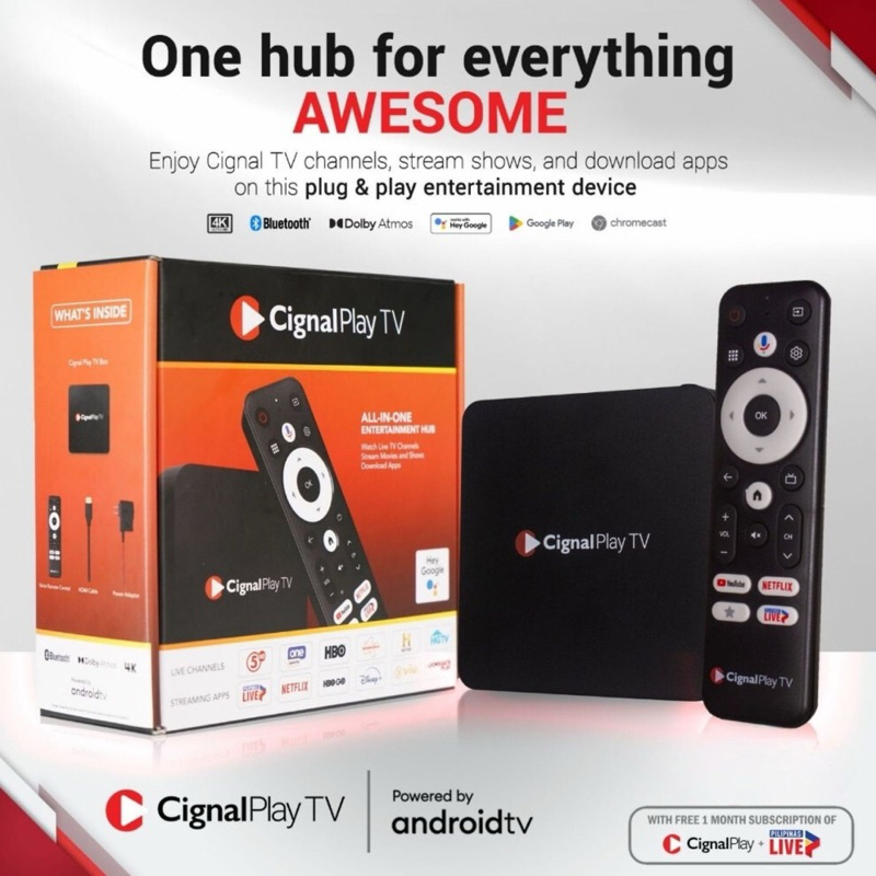NEW Cignal Play Android TV Box 4K HD (FREE 1 MONTH SUBSCRIPTION ...