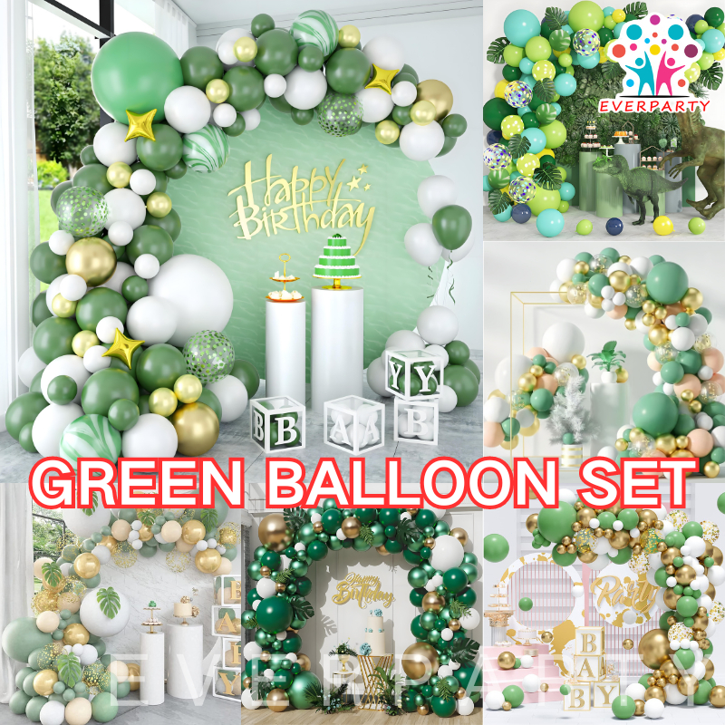GREEN PARTY Balloon Set Avocado Green Jungle Theme Birthday Party ...