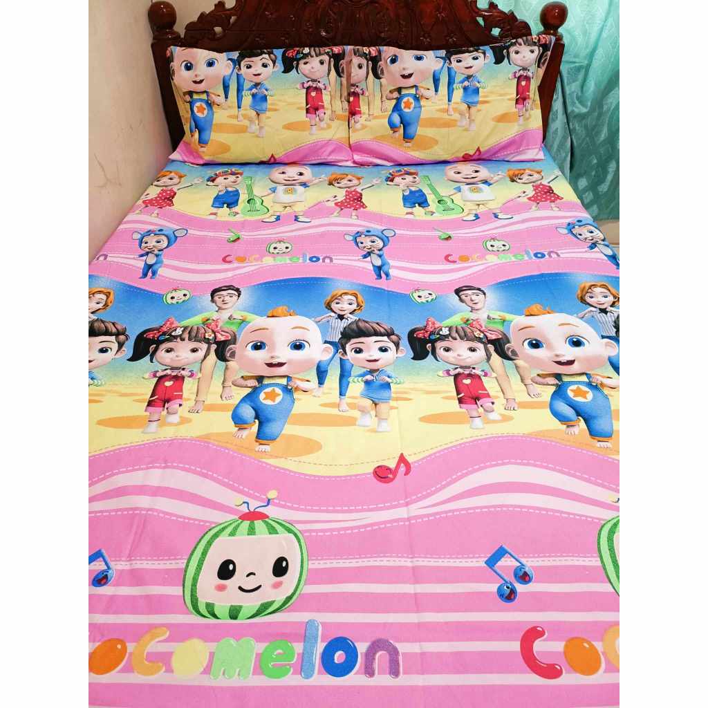 Cocomelon 3in1 Fully garterized Canadian Cotton Bedsheets | Shopee ...
