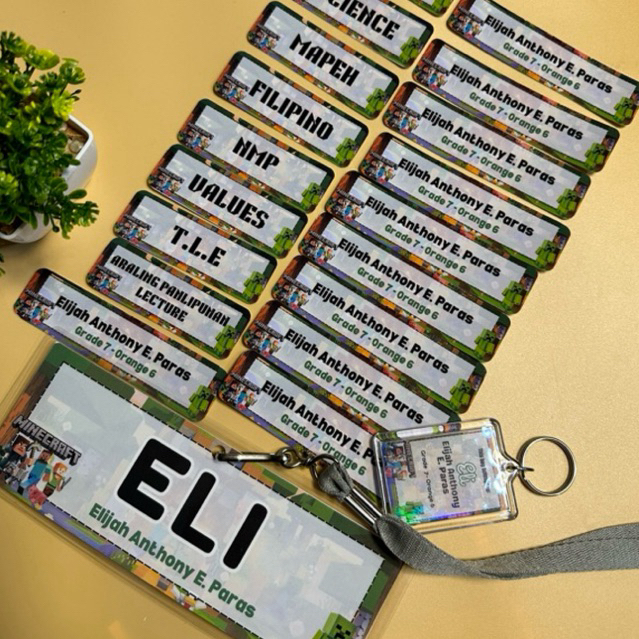 Subject and Name Stickers, Laminated Nametag, Bag Tag Keychain Bundle ...