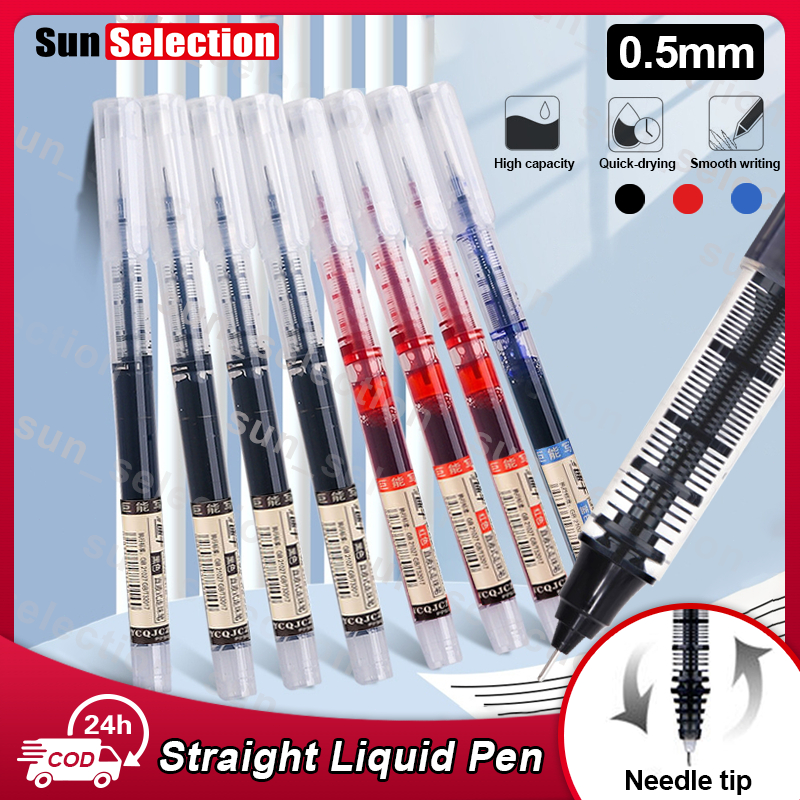 Straight Liquid Pen 0.5mm Ink Gel Pen High Capacity Quick-Drying ...