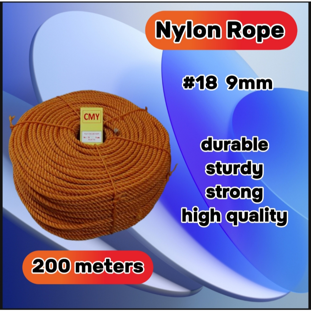 no.18 9mm CMY NYLON ROPE/POLYETHYLENE/LUBID/TALI/200 METERS | Shopee Philippines